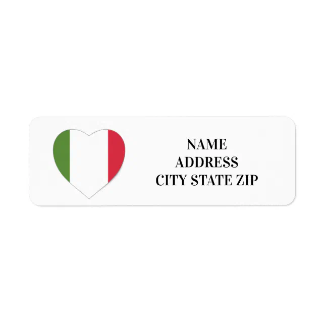 **ITALIAN HEART** RETURN ADDRESS LABEL | Zazzle