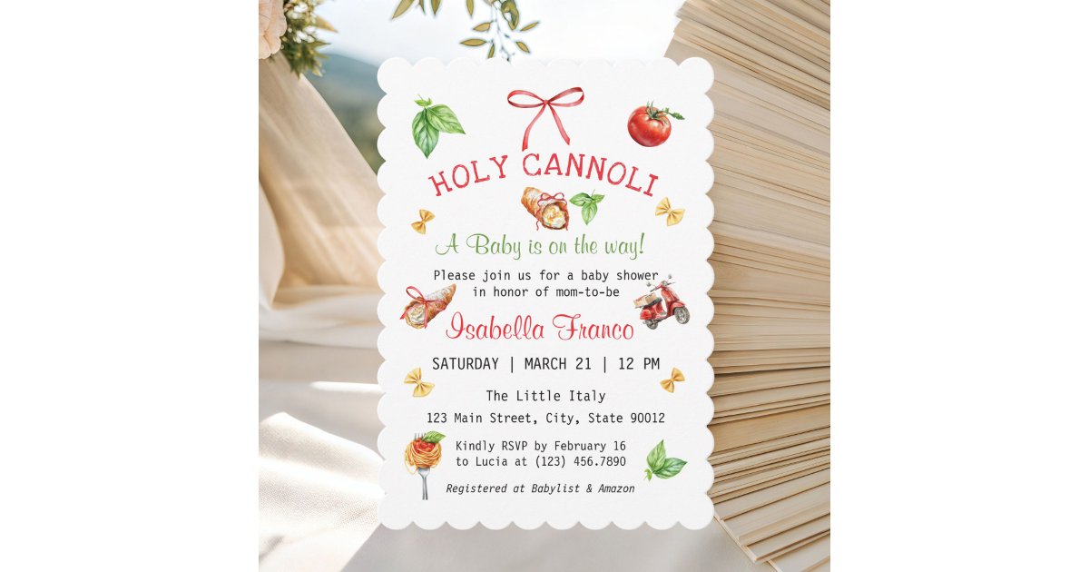 Italian Holy Cannoli Baby Shower Invitation | Zazzle