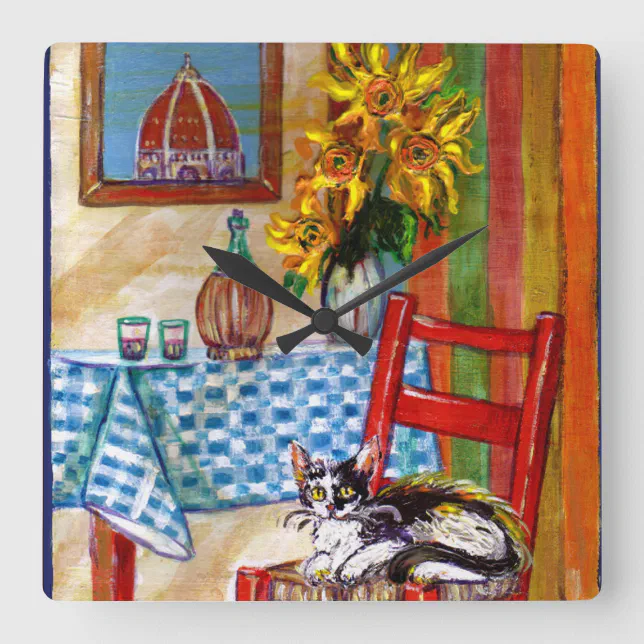 ITALIAN KITCHEN IN FLORENCE SQUARE WALL CLOCK | Zazzle