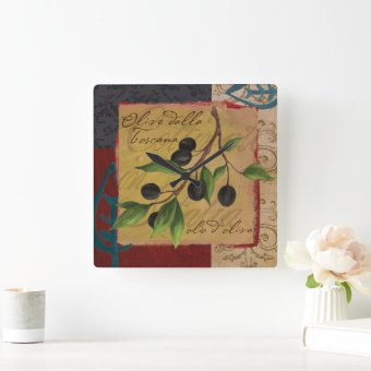 Italian Kitchen Tuscan Olives Wall Clock | Zazzle