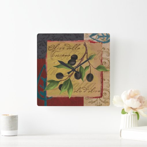 Italian Kitchen Tuscan Olives Wall Clock | Zazzle