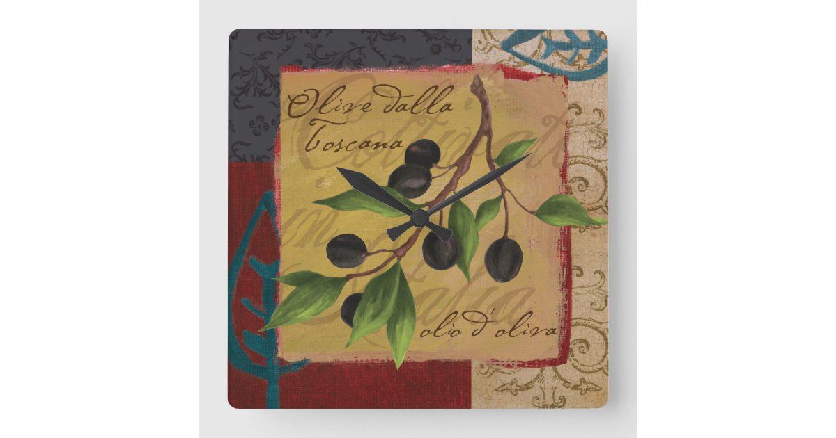 Italian Kitchen Tuscan Olives Wall Clock | Zazzle