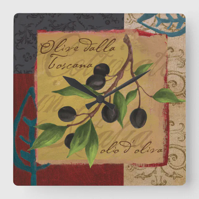 Italian Kitchen Tuscan Olives Wall Clock | Zazzle