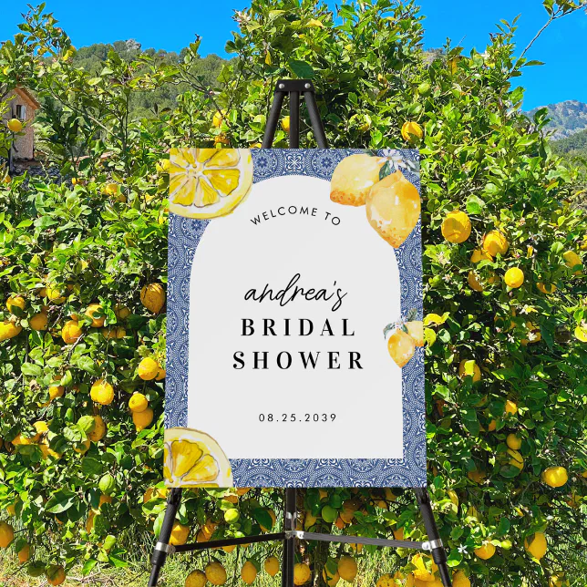 Italian lemon Floral Bridal Shower Welcome Sign | Zazzle