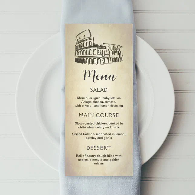 Italian menu, Colosseum editable printable menu | Zazzle