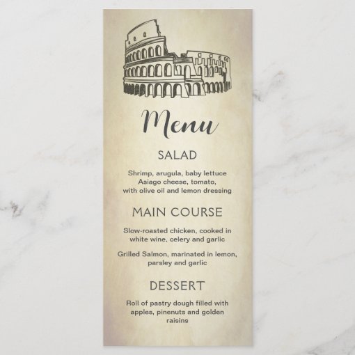 Italian menu, Colosseum editable printable menu | Zazzle