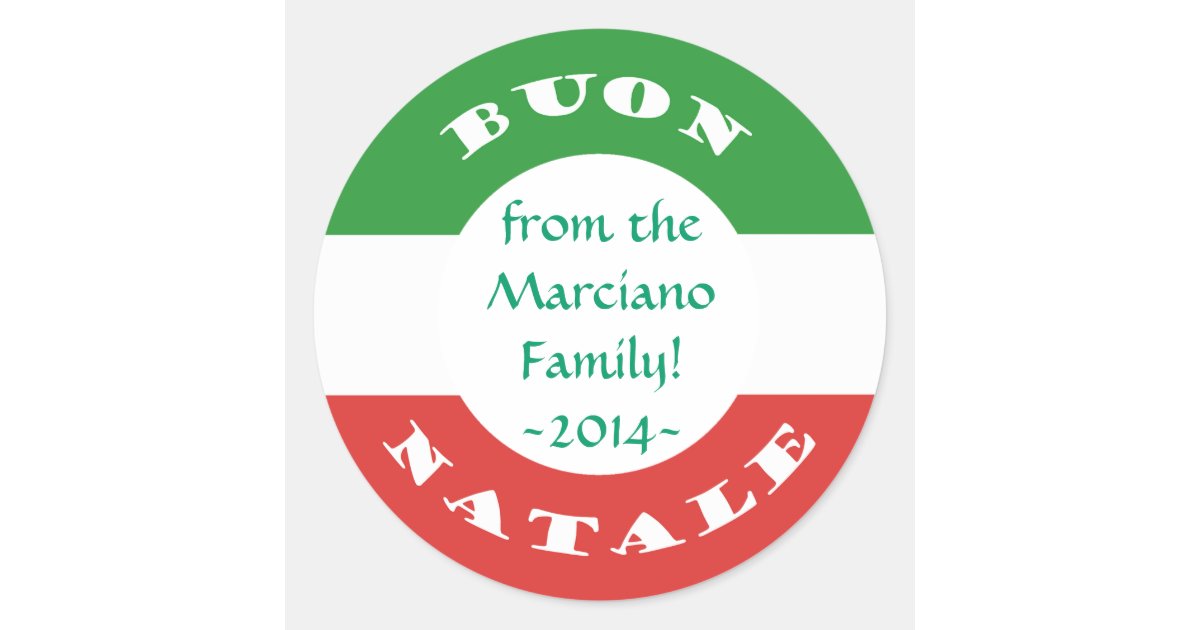 Italian Merry Christmas Buon Natale Round Stickers | Zazzle