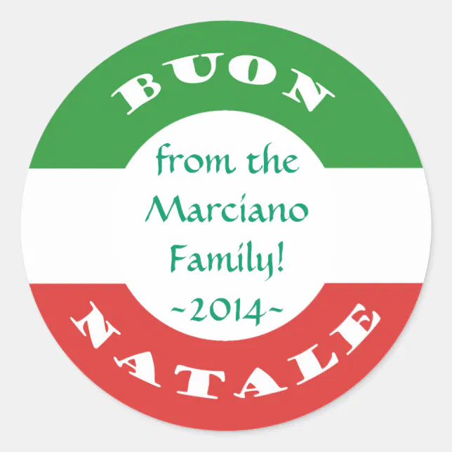 Italian Merry Christmas Buon Natale Round Stickers | Zazzle