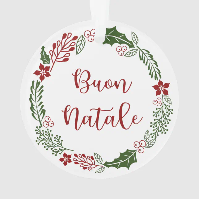 Italian Merry Christmas Wreath, Buon Natale Ornament | Zazzle