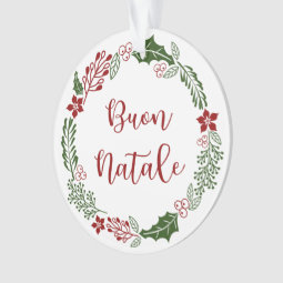 Italian Merry Christmas Wreath, Buon Natale Ornament | Zazzle