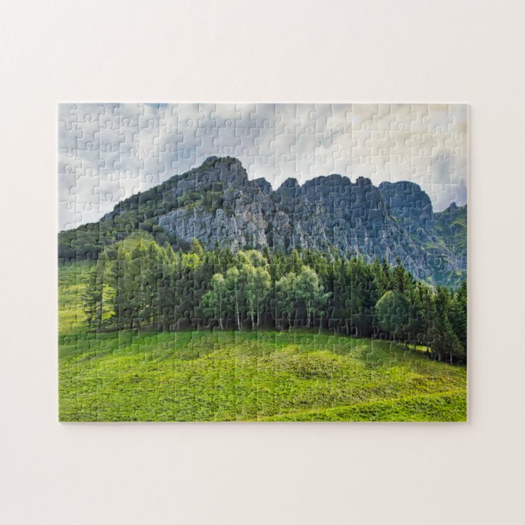 Italian mountain pines forest & green meadow jigsaw puzzle | Zazzle