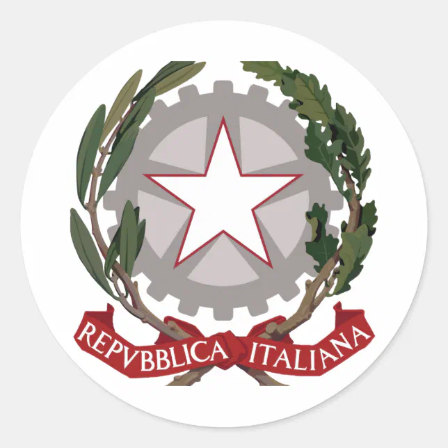 Italian National Emblem Classic Round Sticker | Zazzle