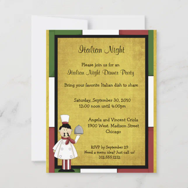 Italian Night Dinner Party Invitation | Zazzle