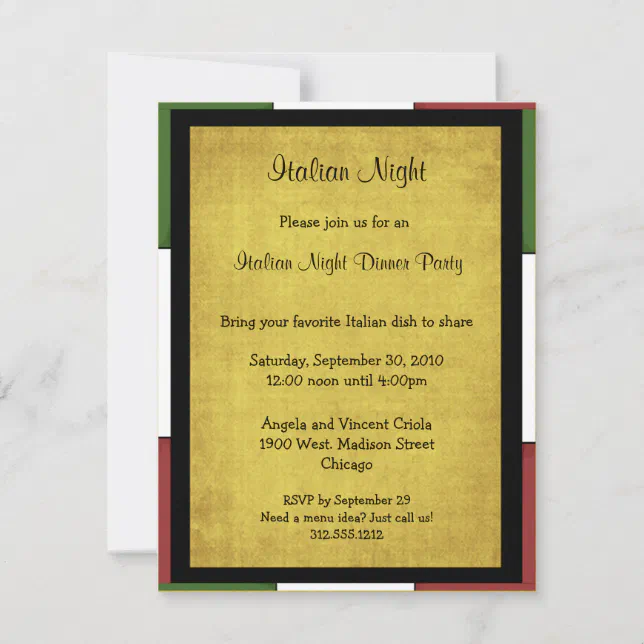 Italian Night Party Invitation | Zazzle