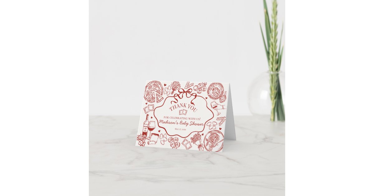 Italian Pasta Dinner Party Thank You Card | Zazzle