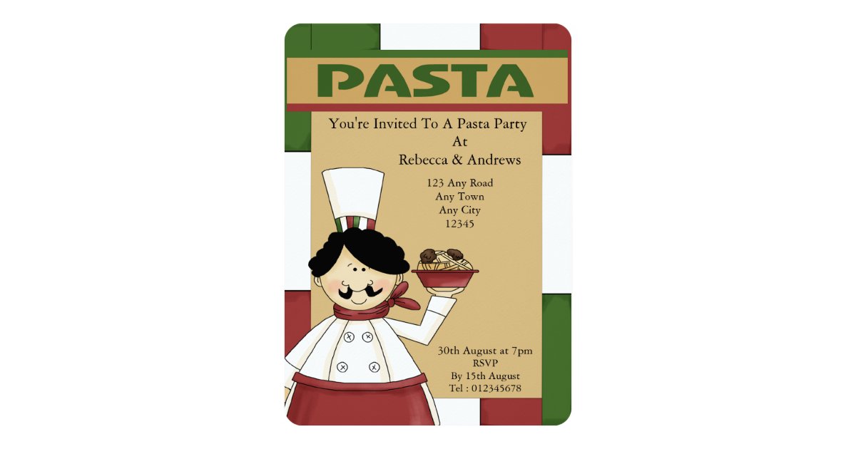 Italian Pasta Party Invitation | Zazzle.com