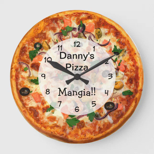 Italian Pizza Business Wall Clocks | Zazzle