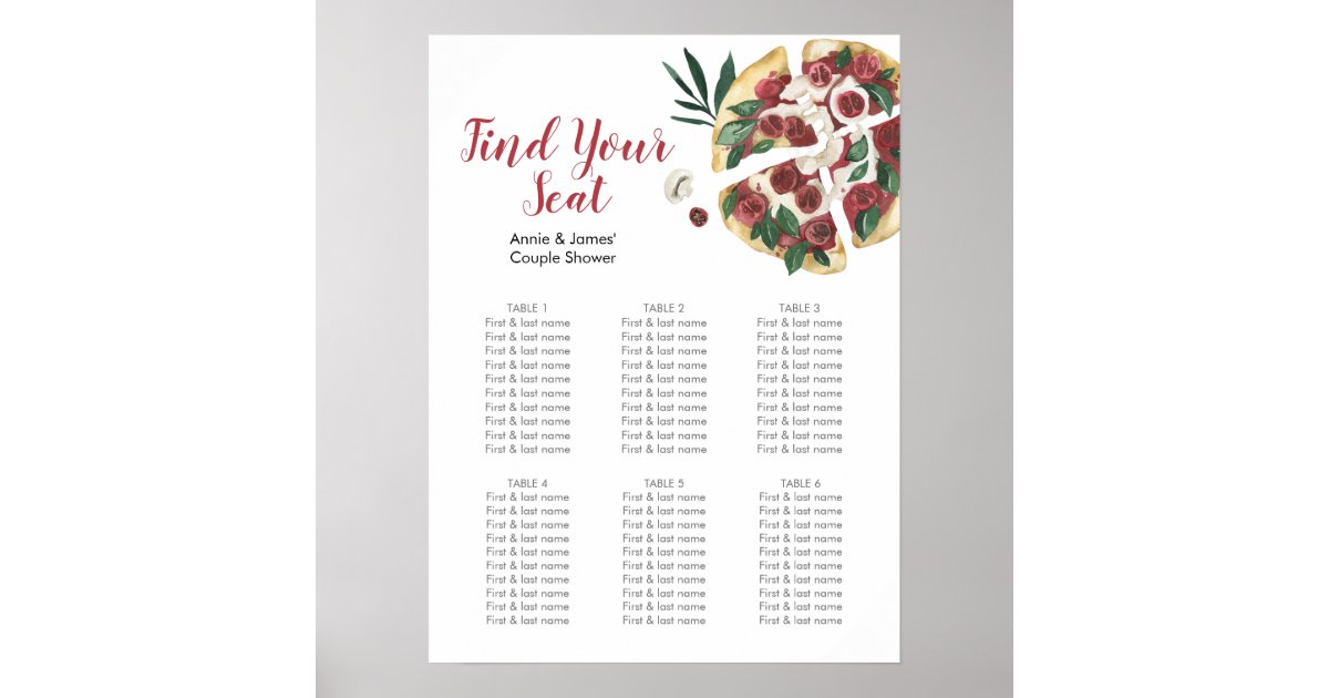 Italian Pizza Party Seating Chart | Zazzle