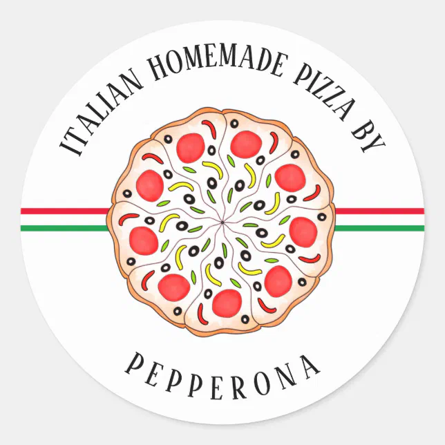 Italian pizza personalized home business shop classic round sticker ...