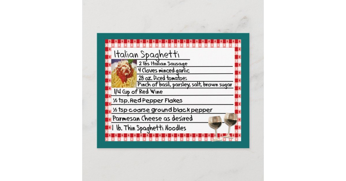 Italian Recipe Card Gifts "Spaghetti" | Zazzle