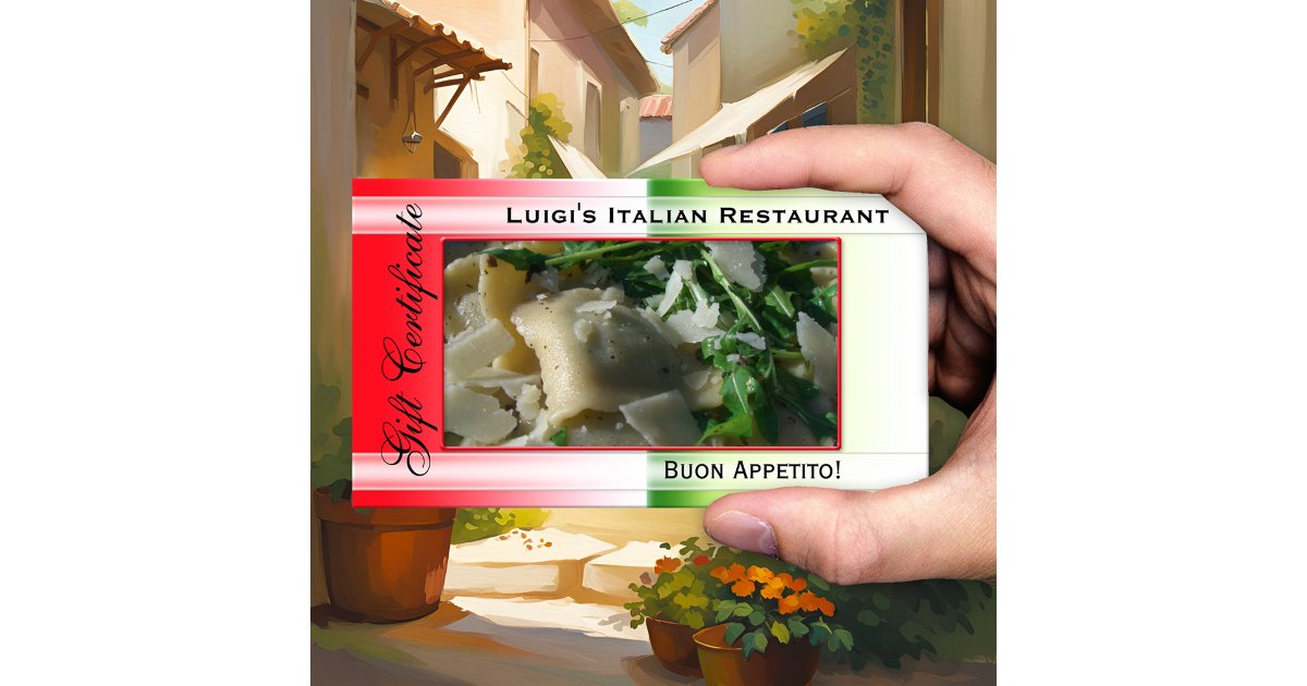 Italian Restaurant Gift Certificate Template | Zazzle