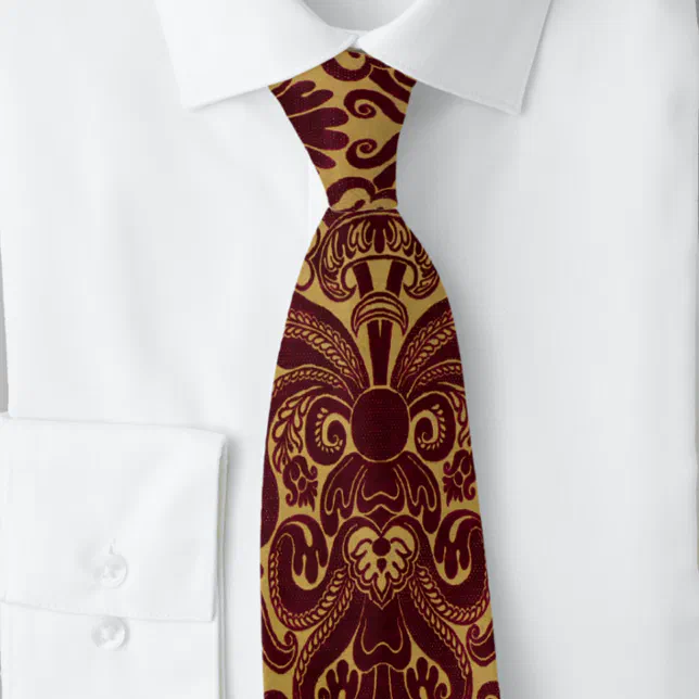 Italian Rich Burgundy Gold Renaissance Neck Tie | Zazzle