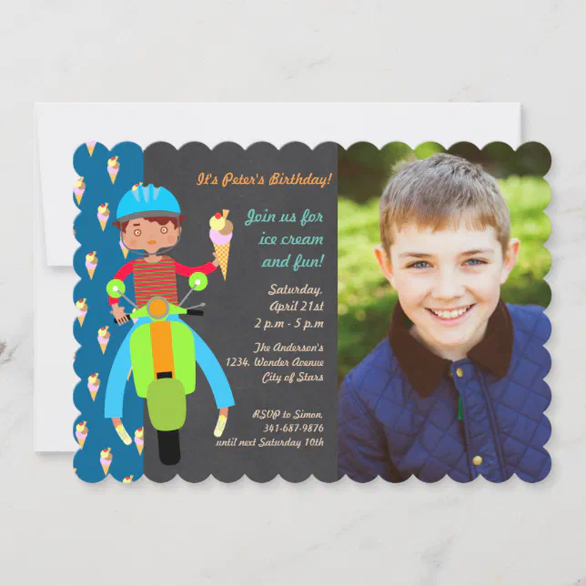Italian scooter Birthday Party photo invitation | Zazzle