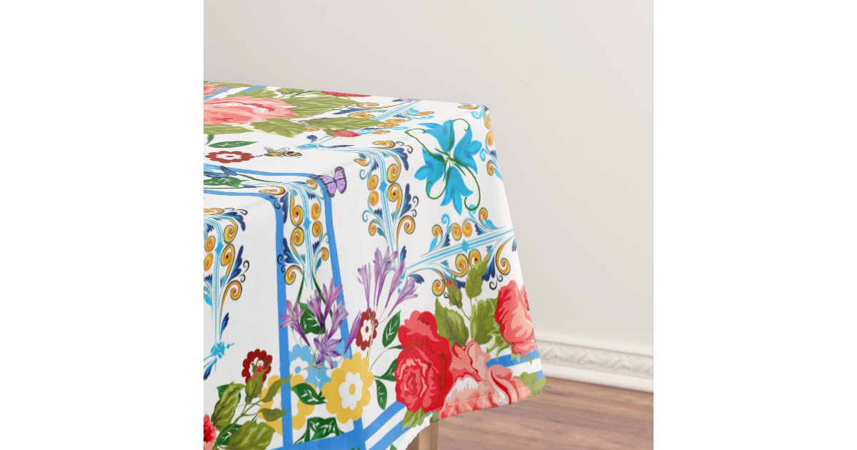 Italian,Sicilian,floral,majolica pattern Tablecloth | Zazzle