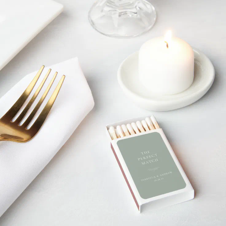 Italian Solid Sage Green Wedding Matchboxes | Zazzle