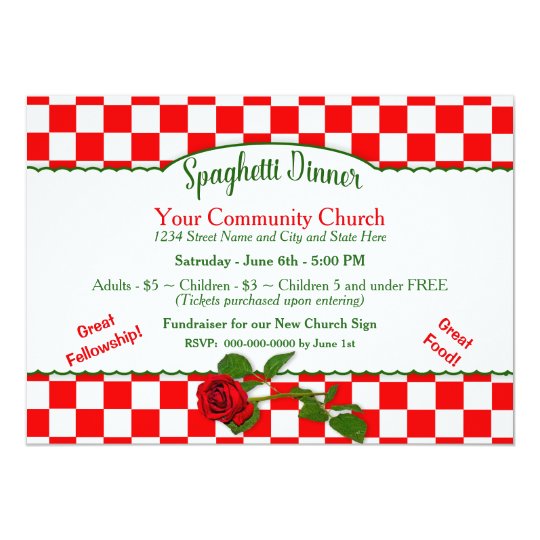 Italian Spaghetti Dinner Invitaton - Red/White Invitation | Zazzle.com