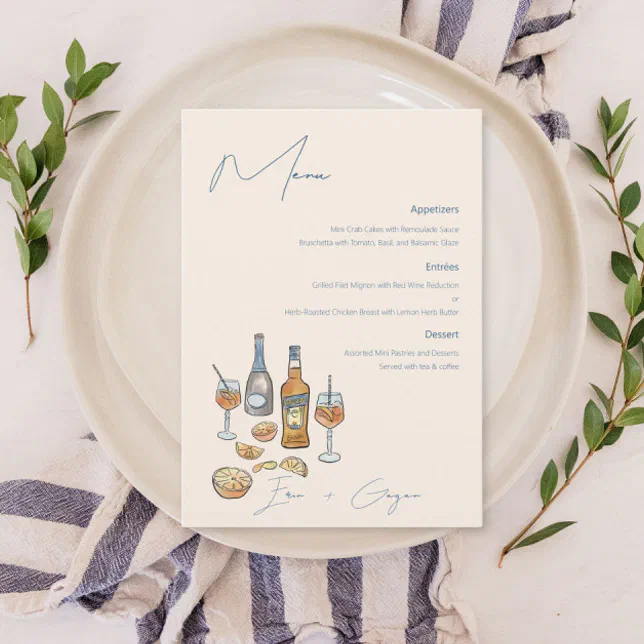 Italian Spritz Wedding Menu | Zazzle