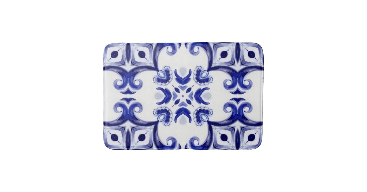 Italian style,majolica,tiles,Bath Mat | Zazzle