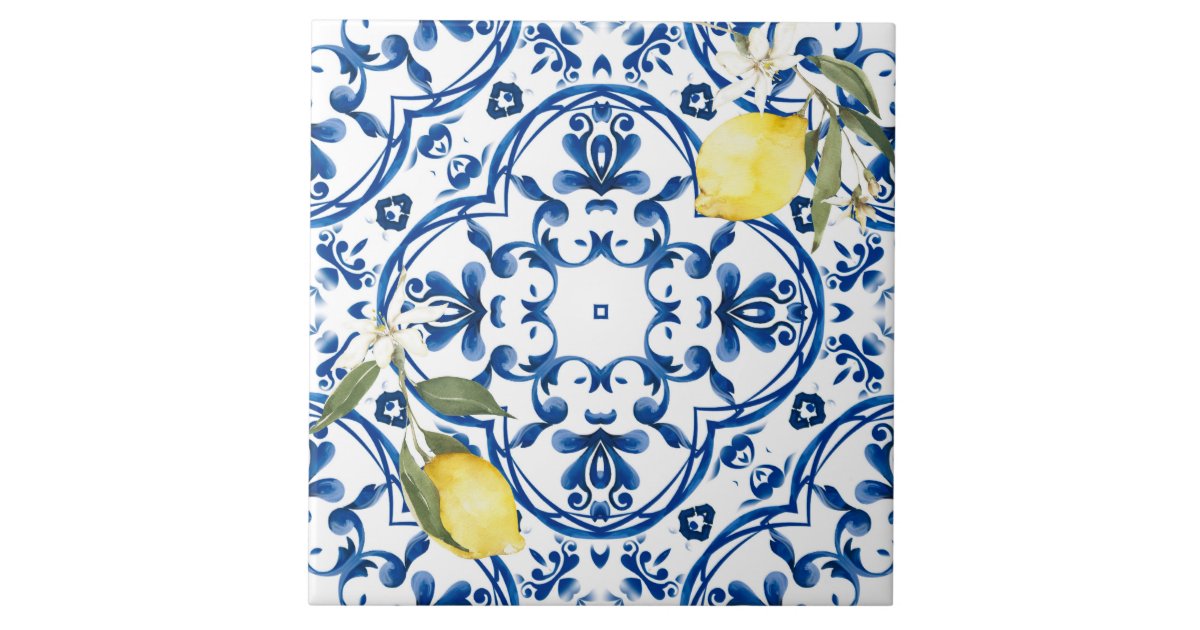 Italian style,mediterranean,majolica,lemon, ceramic tile | Zazzle