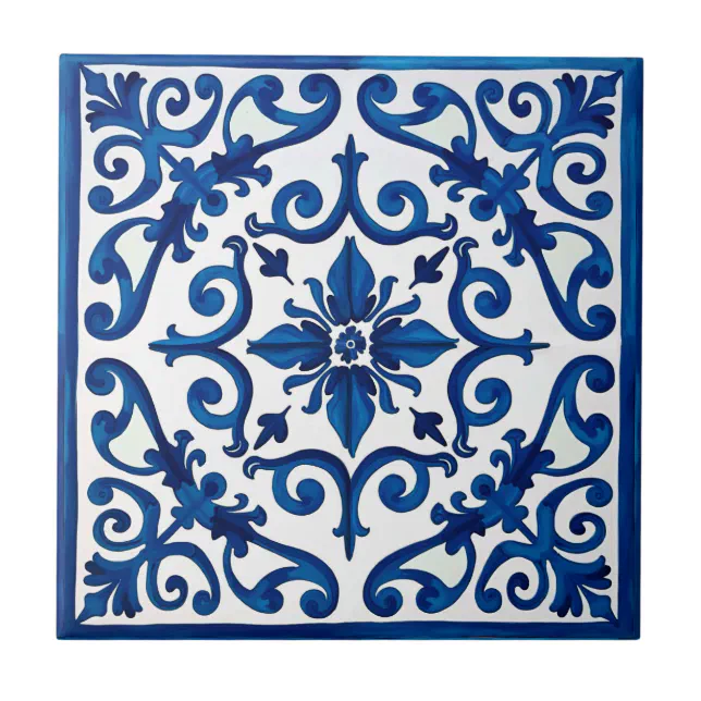 Italian style,Mediterranean,mosaic,blue, Ceramic Tile | Zazzle
