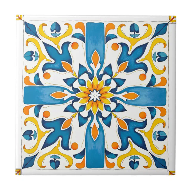 Italian style,Mediterranean,mosaic,blue, Ceramic Tile | Zazzle