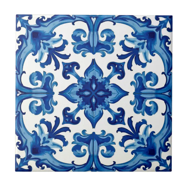 Italian style,Mediterranean,mosaic,blue, Ceramic Tile | Zazzle