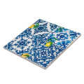 Italian style,Mediterranean,mosaic,blue,lemon, Ceramic Tile | Zazzle