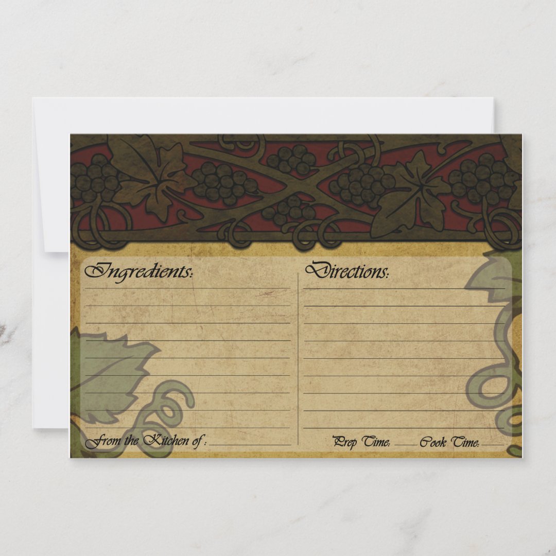 Italian Style Recipe Card | Zazzle