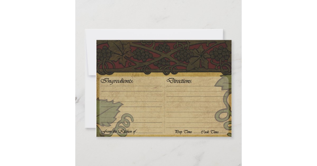 Italian Style Recipe Card | Zazzle