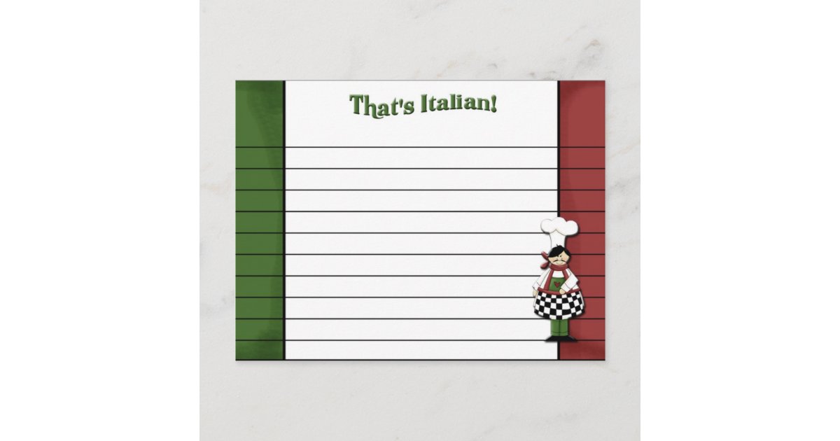 Italian Styled Recipe Card | Zazzle