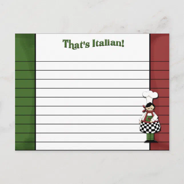 Italian Styled Recipe Card | Zazzle