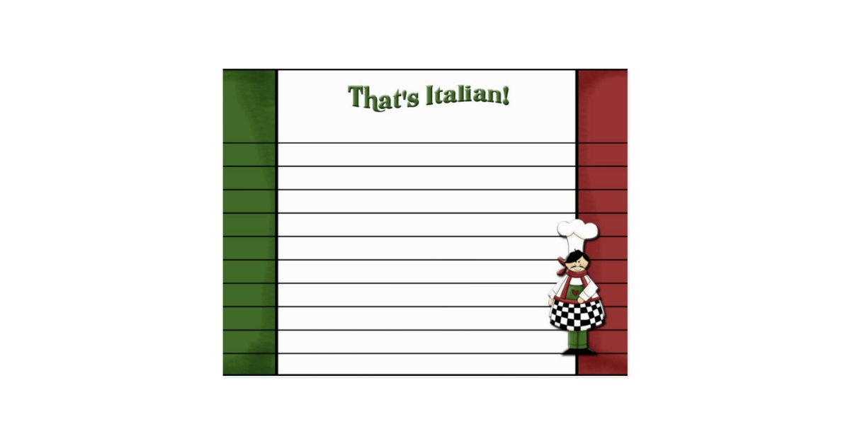 Italian Styled Recipe Card | Zazzle.com