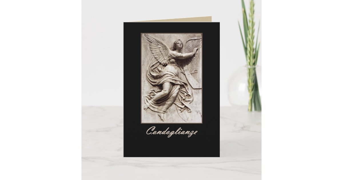 Italian Sympathy - Condoglianze - Angel with Harp Card | Zazzle