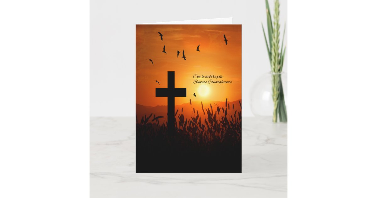 Italian Sympathy Condoglianze Sunset Cross Card | Zazzle
