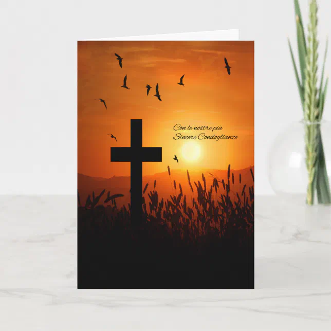 Italian Sympathy Condoglianze Sunset Cross Card | Zazzle