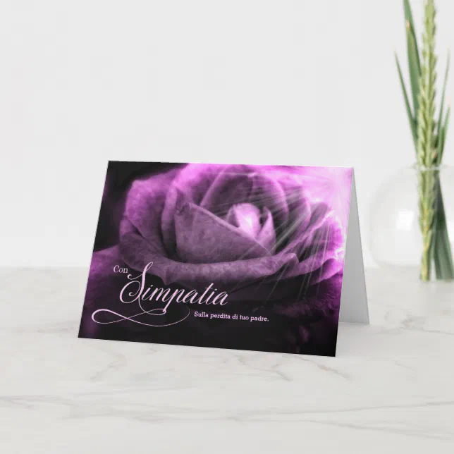 Italian Sympathy Loss of Father Purple Rose Card | Zazzle