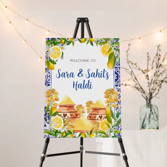 Italian theme Haldi decoration Mediterranean Haldi Foam Board | Zazzle