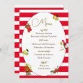 Italian Theme Red Stripe Lemon Mediterranean Menu Invitation | Zazzle