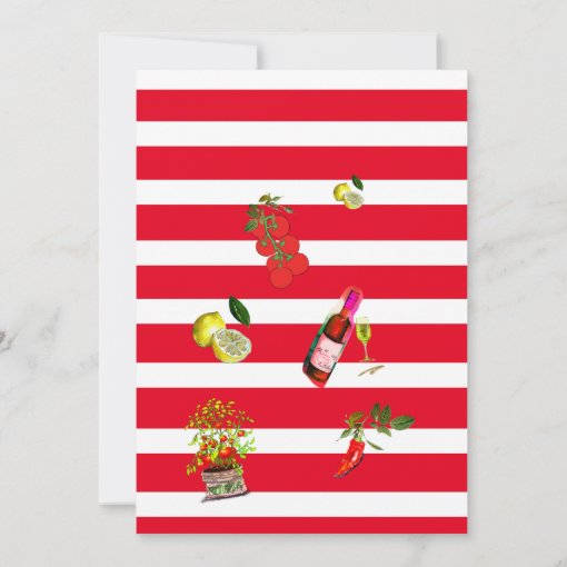 Italian Theme Red Stripe Lemon Mediterranean Menu Invitation | Zazzle