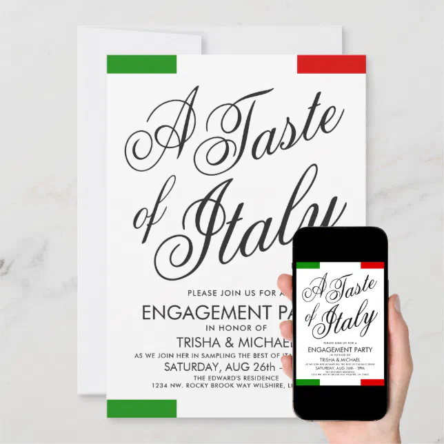 Italian Themed Dinner | Engagement Party Invite | Zazzle